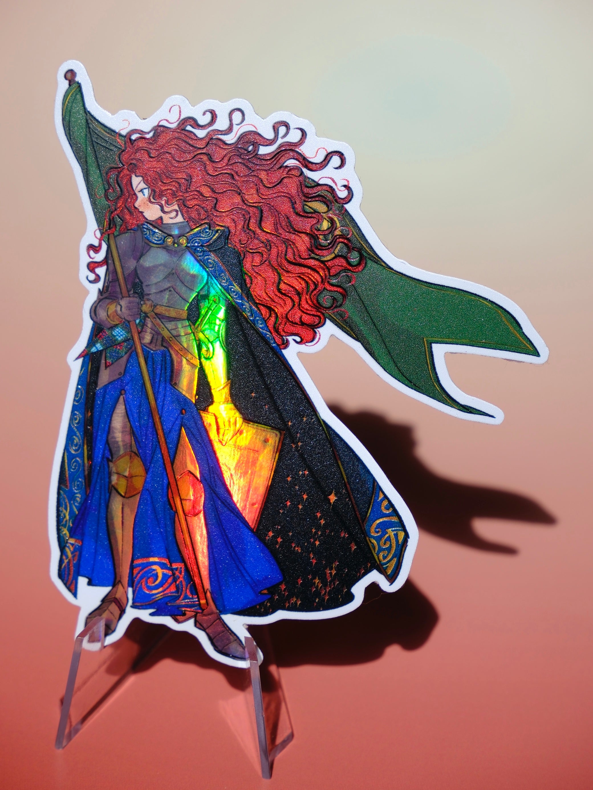 Girl with Sword holographic sticker: Brave Knight Merida – WitchXing